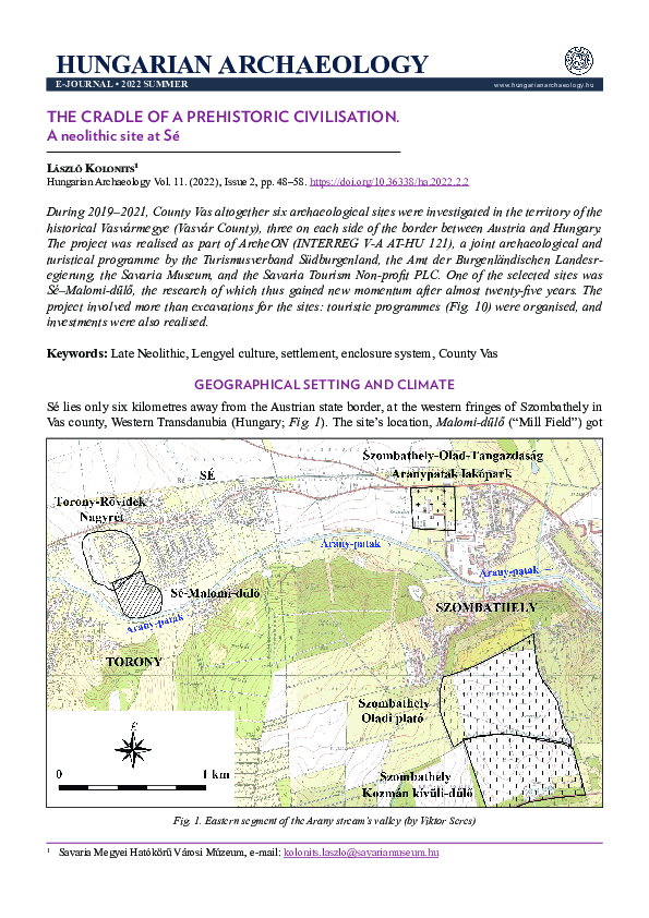 (PDF) The cradle of a prehistoric civilisation : A neolithic site at Sé
