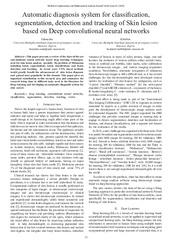 Pdf Automatic Diagnosis System For Classification Segmentation