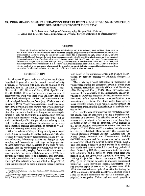 (PDF) Preliminary Seismic Refraction Results Using a Borehole ...