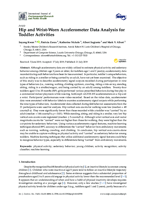 (PDF) Hip and Wrist-Worn Accelerometer Data Analysis for Toddler Activities