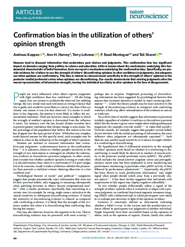 (PDF) Confirmation bias in the utilization of others’ opinion strength