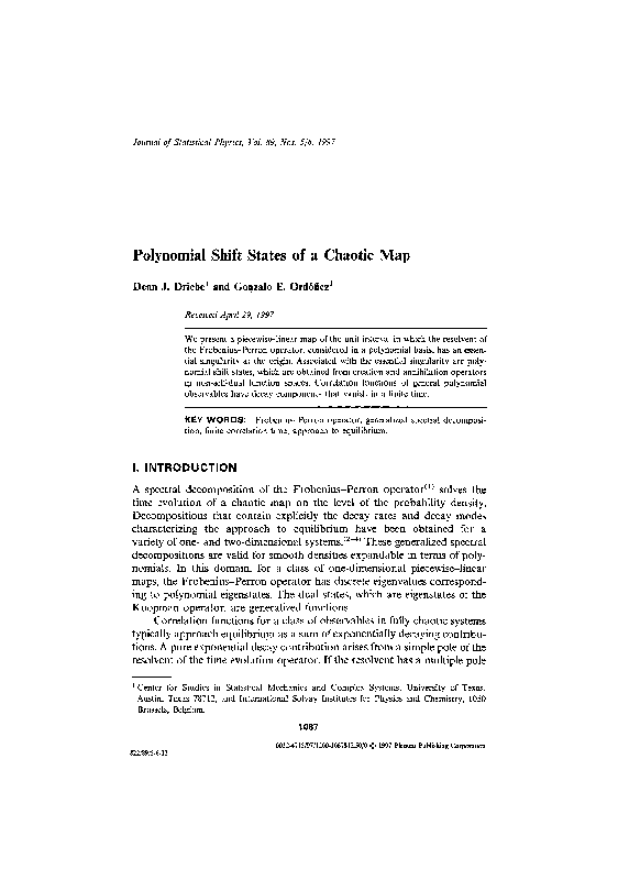 (PDF) Polynomial Shift States of a Chaotic Map | Gonzalo Ordóñez ... (PDF) Polynomial Shift States of a Chaotic Map | Gonzalo Ordóñez ...