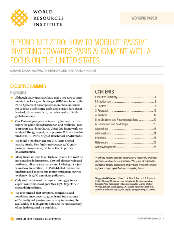 (PDF) Beyond Net Zero: How to Mobilize Passive Investing Towards Paris ...