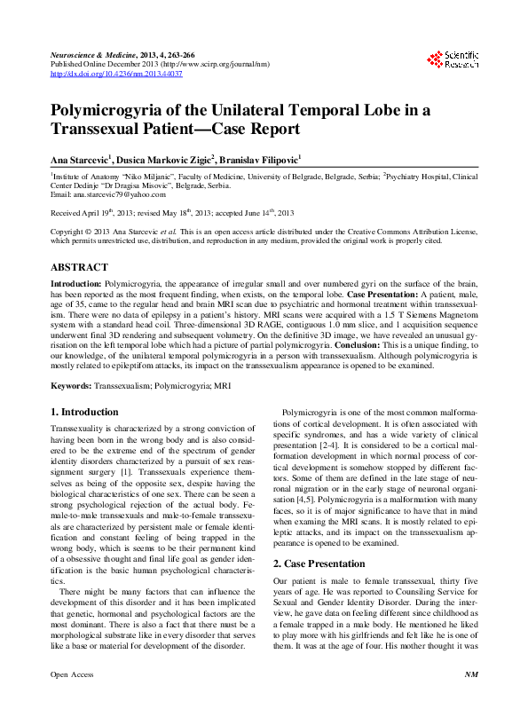 (PDF) Polymicrogyria of the Unilateral Temporal Lobe in a Transsexual Patient—Case Report | ana ...