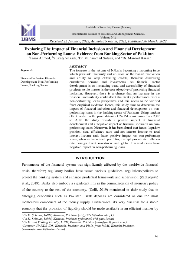 Pdf Exploring The Impact Of Financial Inclusion And Financial