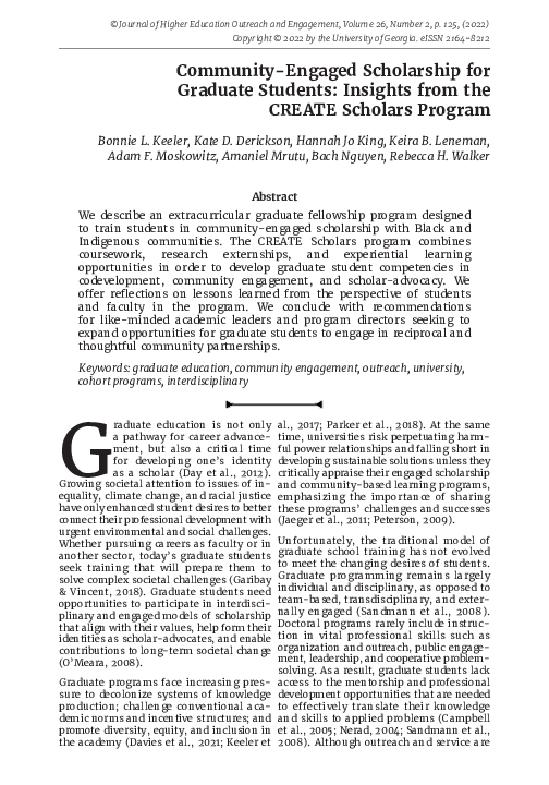 (PDF) Community-Engaged Scholarship for Graduate Students: Insights ...