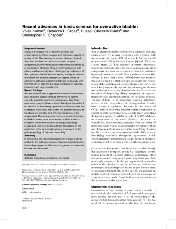 (PDF) Recent advances in basic science for overactive bladder