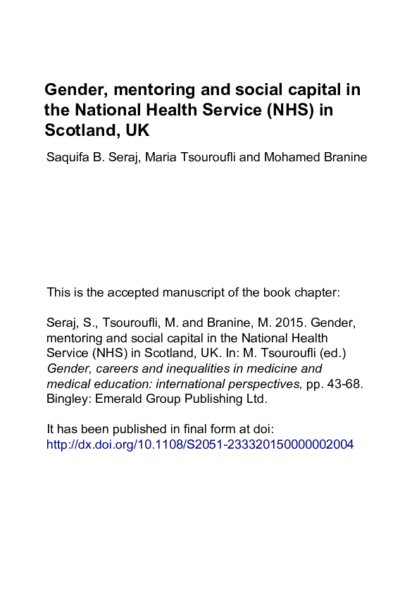 (PDF) Gender, Mentoring and Social Capital in the National Health ...