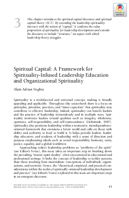 (PDF) Spiritual Capital: A Framework for Spirituality‐Infused ...
