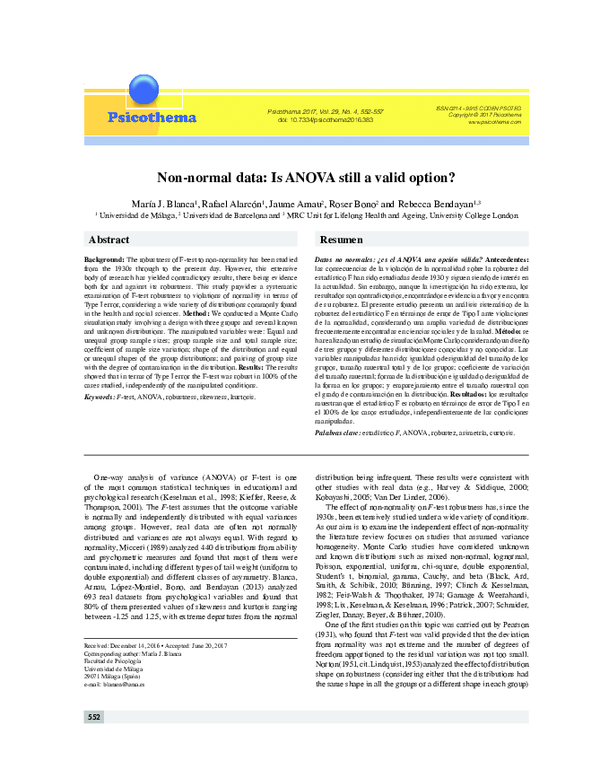 (PDF) Non-normal data: Is ANOVA still a valid option?