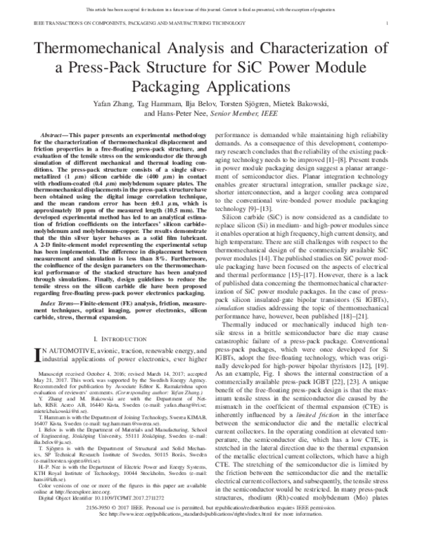 (PDF) Thermomechanical Analysis and Characterization of a Press-Pack ...