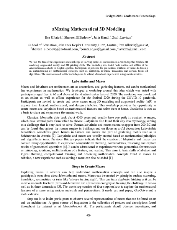 (PDF) aMazing Mathematical 3D Modeling