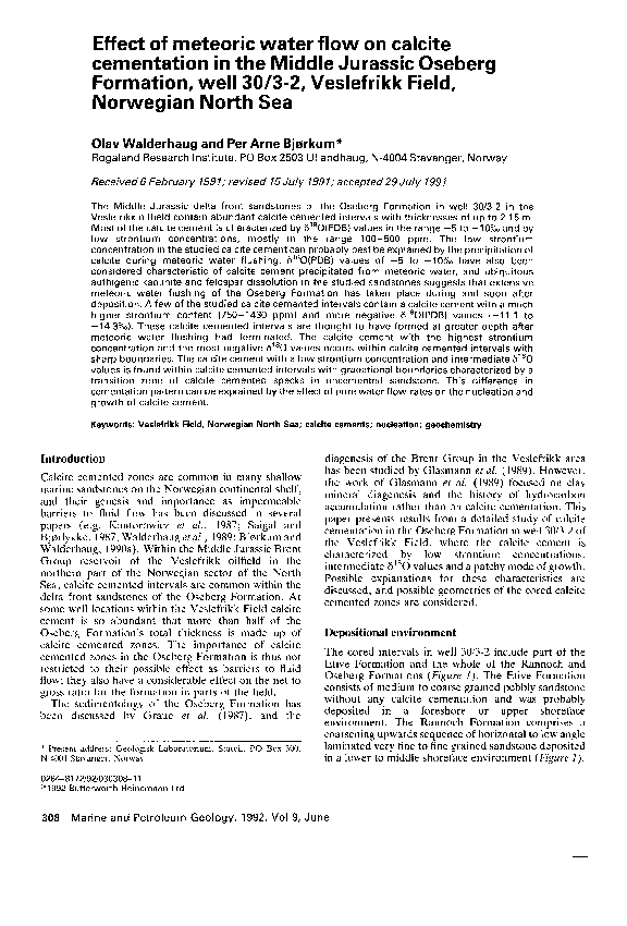 (PDF) Effect of meteoric water flow on calcite cementation in the ...