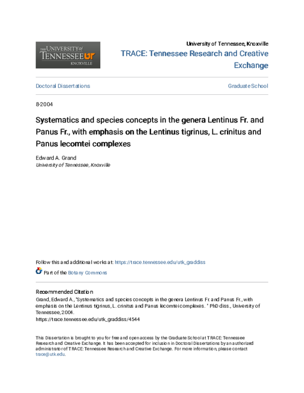 (PDF) Systematics and species concepts in the genera Lentinus Fr. and ...