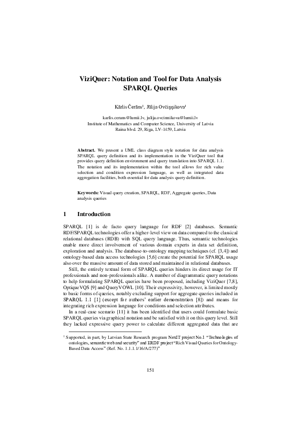(PDF) ViziQuer: A Visual Notation for RDF Data Analysis Queries