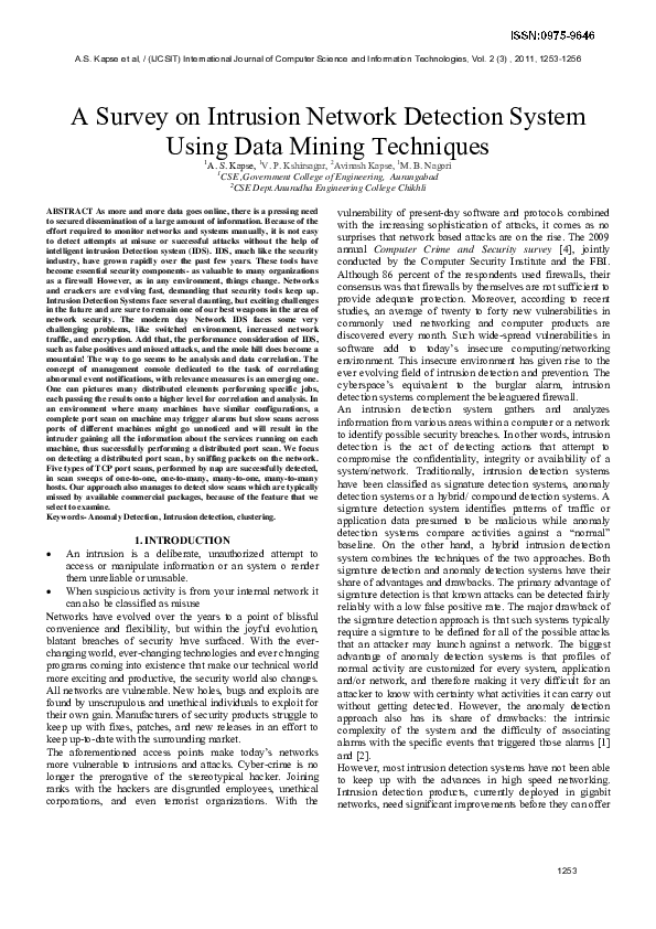 A Survey On Intrusion Network Detection System Using Data Mining Techniques