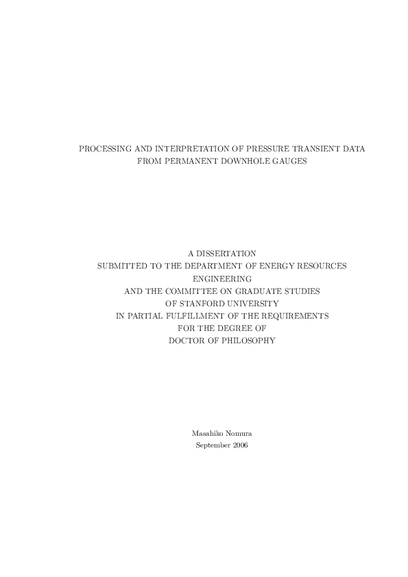 (PDF) Processing and interpretation of pressure transient data from ...