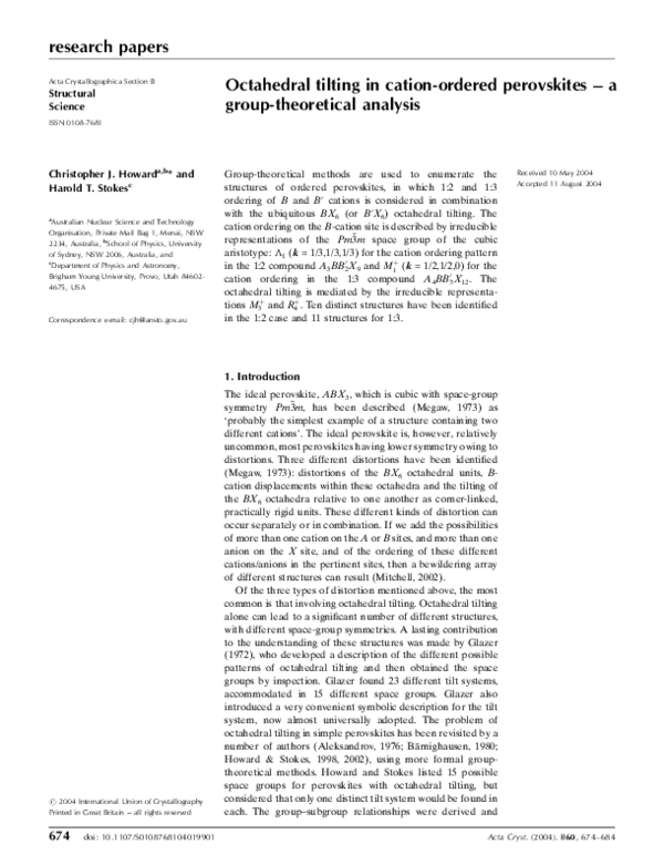 (PDF) Octahedral tilting in cation-ordered perovskites – a group ...