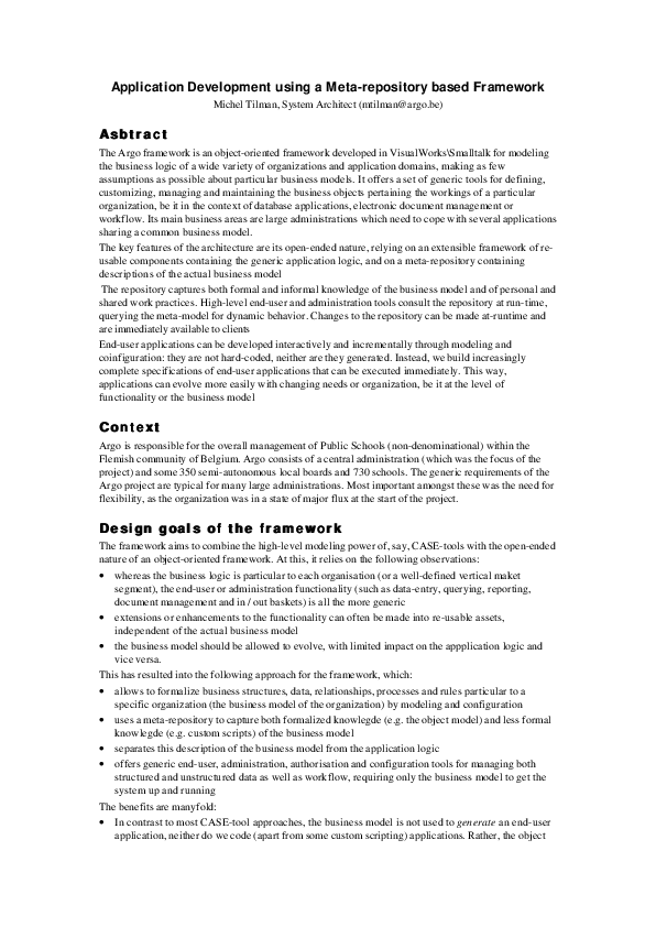 (PDF) Application Development using a Meta-repository based Framework