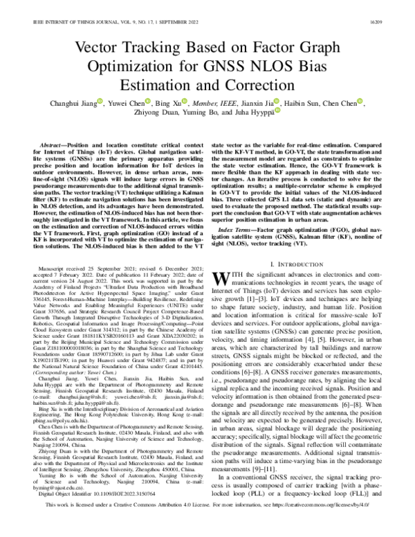 Pdf Vector Tracking Based On Factor Graph Optimization For Gnss Nlos Bias Estimation And 2804