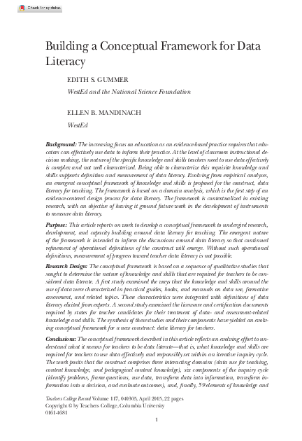 (PDF) Building a Conceptual Framework for Data Literacy