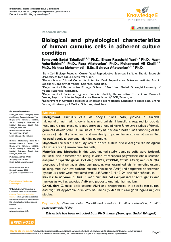 (PDF) Biological and physiological characteristics of human cumulus ...
