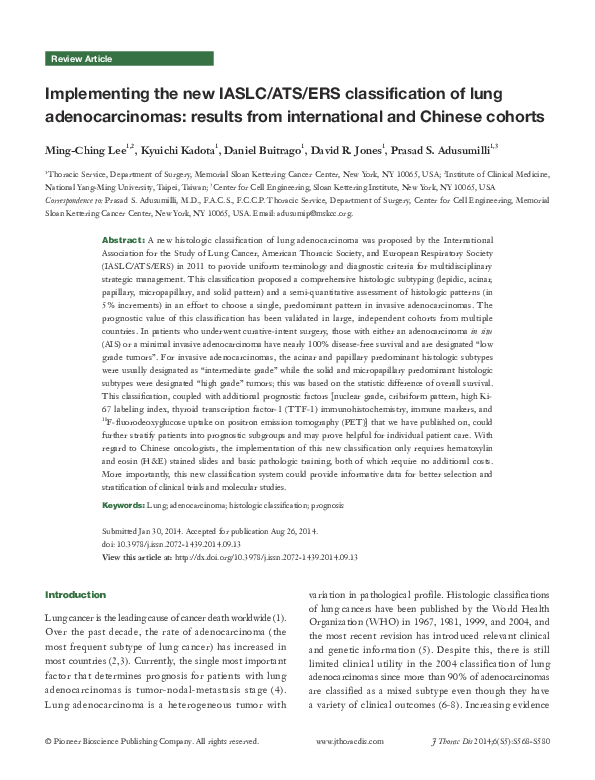 (PDF) Implementing the new IASLC/ATS/ERS classification of lung ...