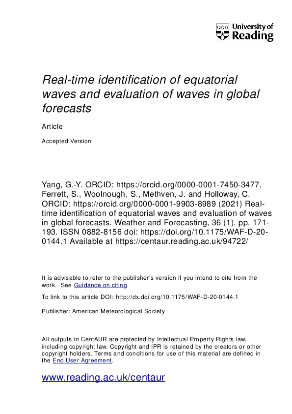 (PDF) Real-Time Identification of Equatorial Waves and Evaluation of ...