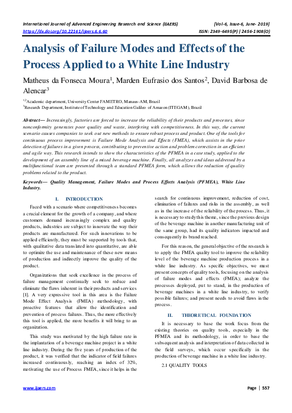 (PDF) Process Failure Modes, Effects, and Criticality Analysis
