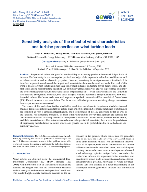 Pdf Sensitivity Analysis Of The Effect Of Wind Characteristics And