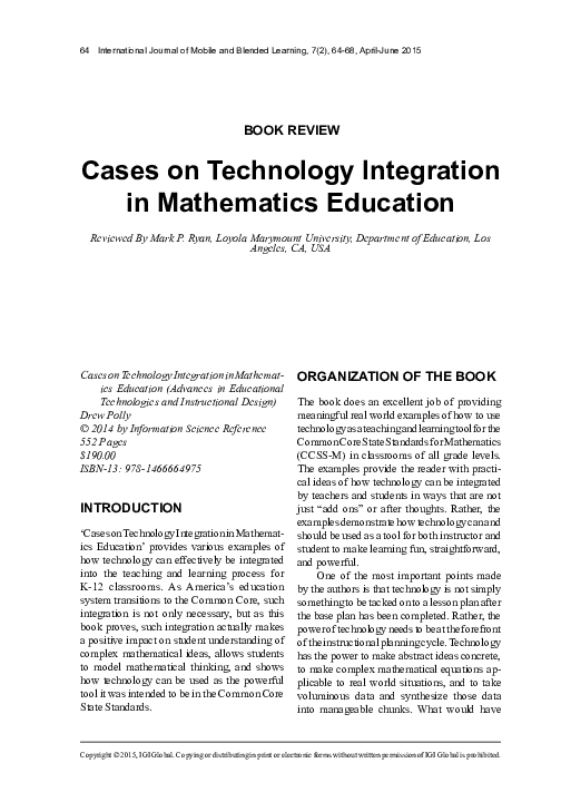 (PDF) Cases on Technology Integration in Mathematics Education