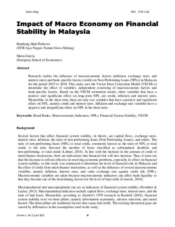 (PDF) Impact of Macro Economy on Financial Stability in Malaysia