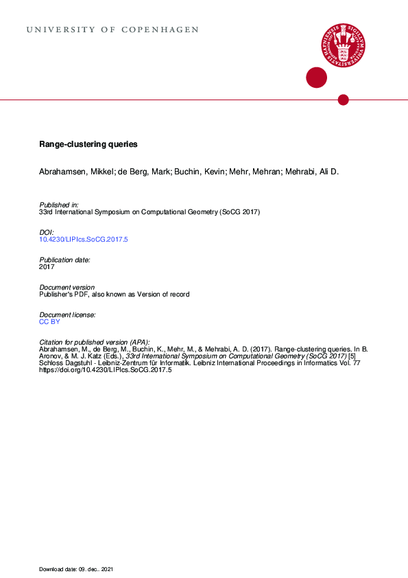 Pdf Range Clustering Queries