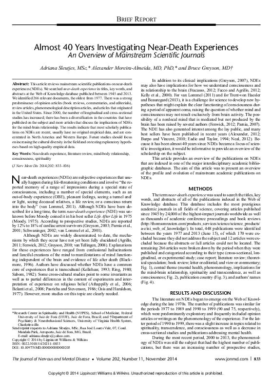 (PDF) Almost 40 years investigating near-death experiences: An overview ...