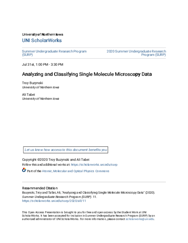 (PDF) Analyzing and Classifying Single Molecule Microscopy Data