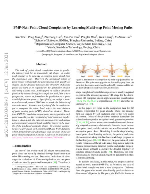 (PDF) PMP-Net: Point Cloud Completion by Learning Multi-step Point Moving Paths