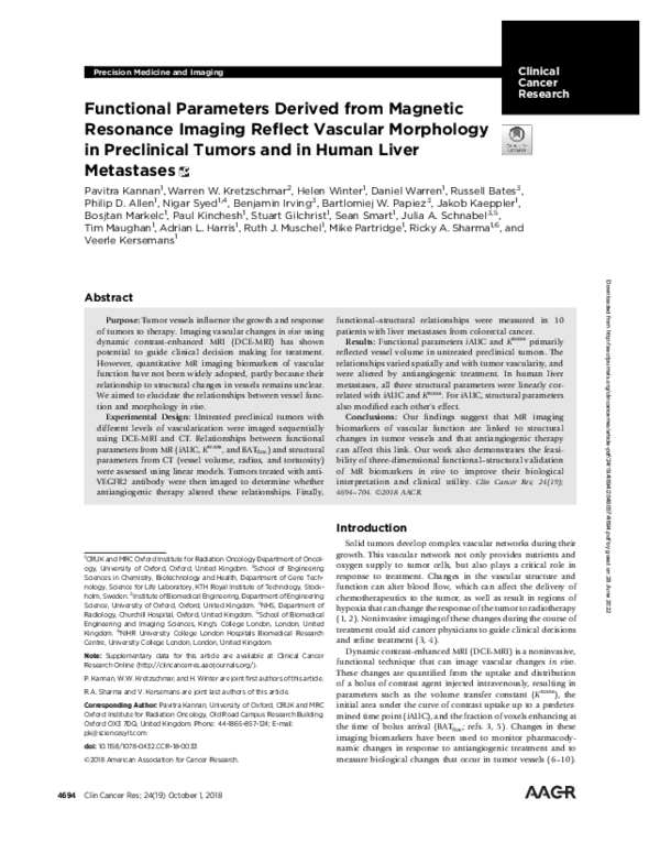 (PDF) Functional Parameters Derived from Magnetic Resonance Imaging Reflect Vascular Morphology ...