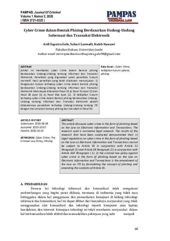 (PDF) Cyber Crime dalam Bentuk Phising Berdasarkan Undang-Undang ...