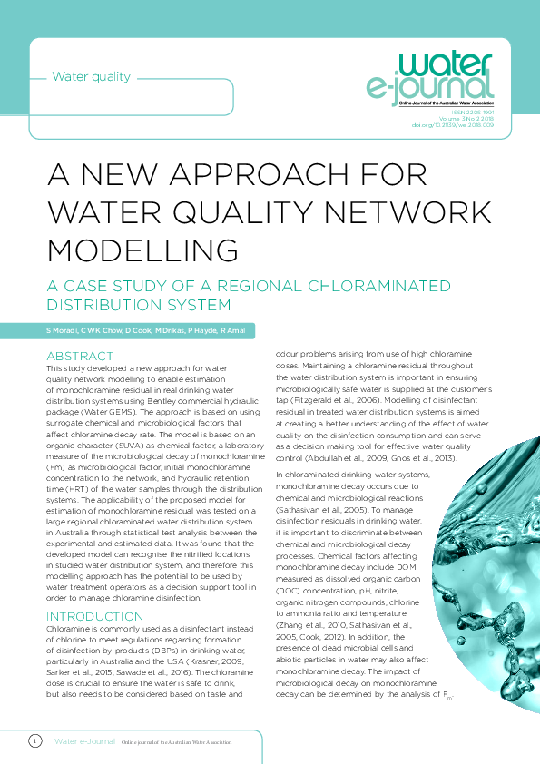 (PDF) A New Approach for Water Quality Network Modelling