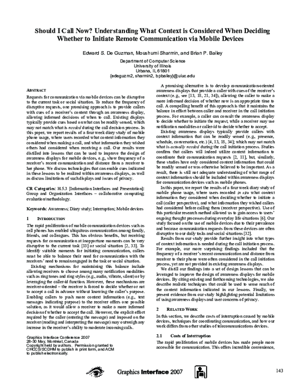 (PDF) Should I call now? understanding what context is considered when ...