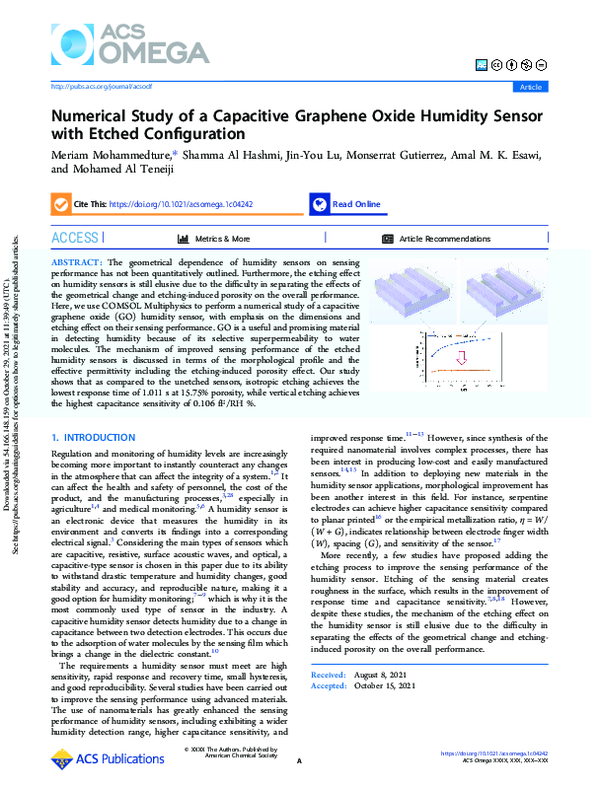 (PDF) Numerical Study of a Capacitive Graphene Oxide Humidity Sensor ...