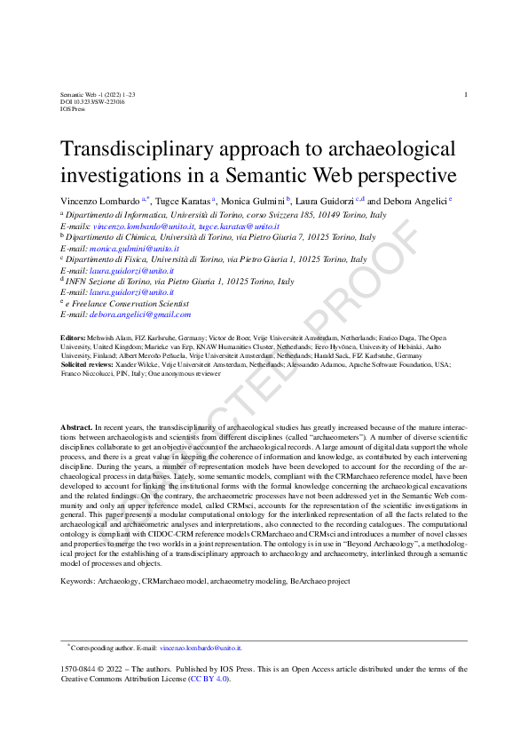 (PDF) Transdisciplinary approach to archaeological investigations in a Semantic Web perspective