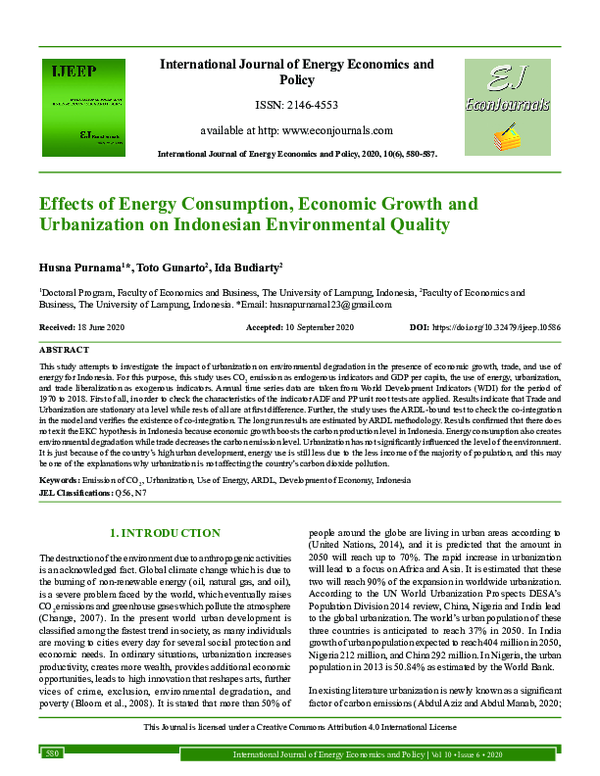 (PDF) Effects of Energy Consumption, Economic Growth and Urbanization ...