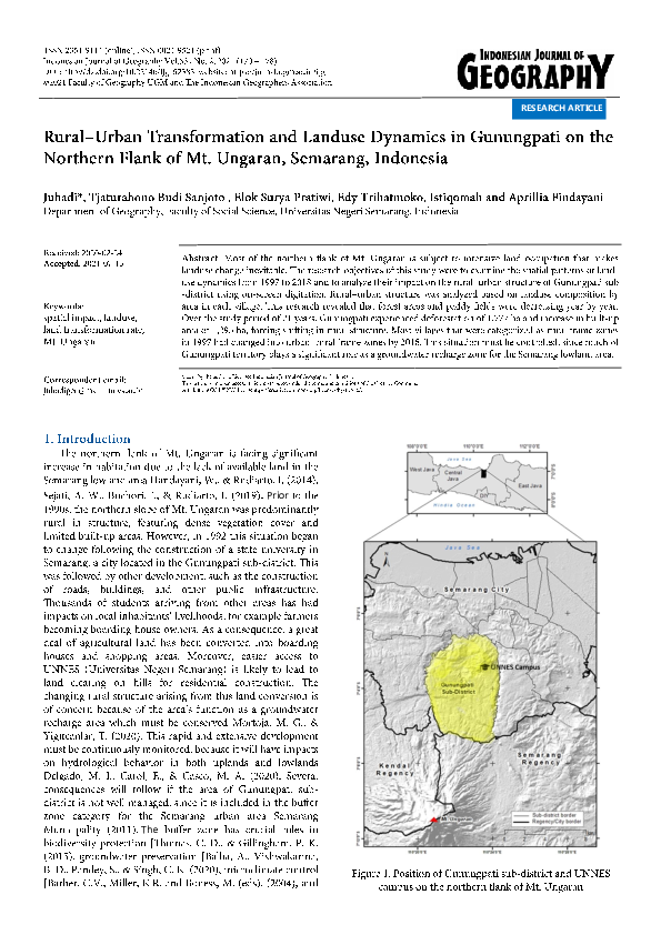 (PDF) Rural–Urban Transformation and Landuse Dynamics in Gunungpati on ...