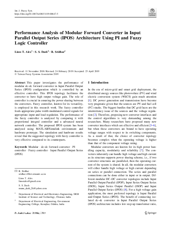 Pdf Performance Analysis Of Modular Forward Converter In Input Parallel Output Series Ipos 0646