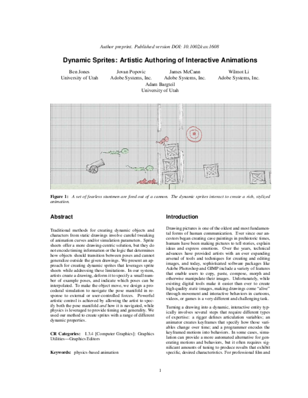 (PDF) Dynamic sprites: artistic authoring of interactive animations