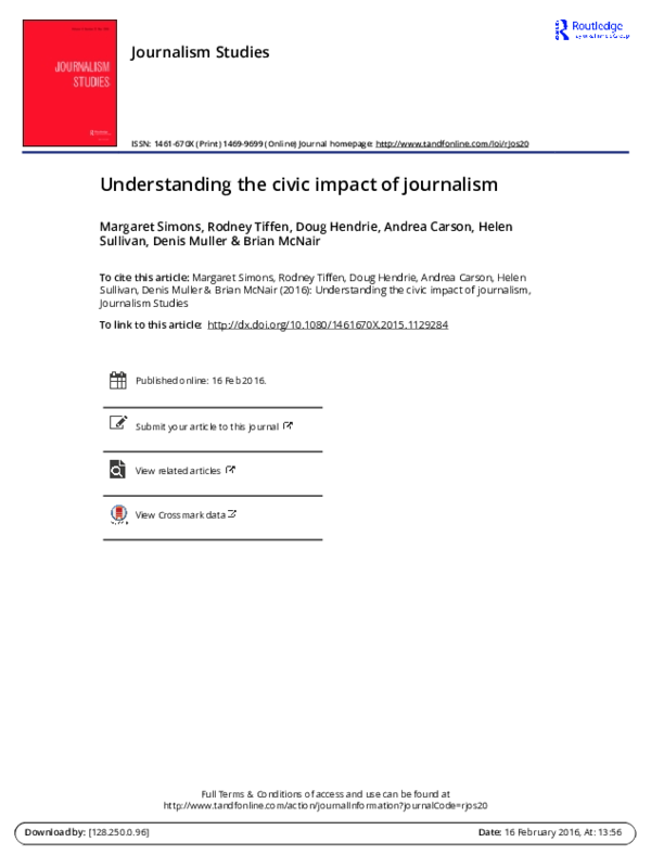 (PDF) Understanding the civic impact of journalism