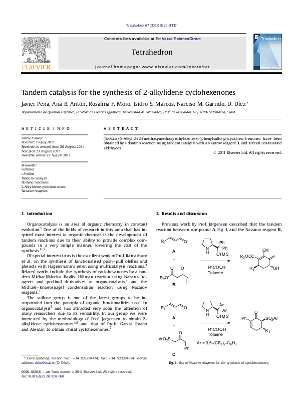 (PDF) Tandem catalysis for the synthesis of 2-alkylidene cyclohexenones