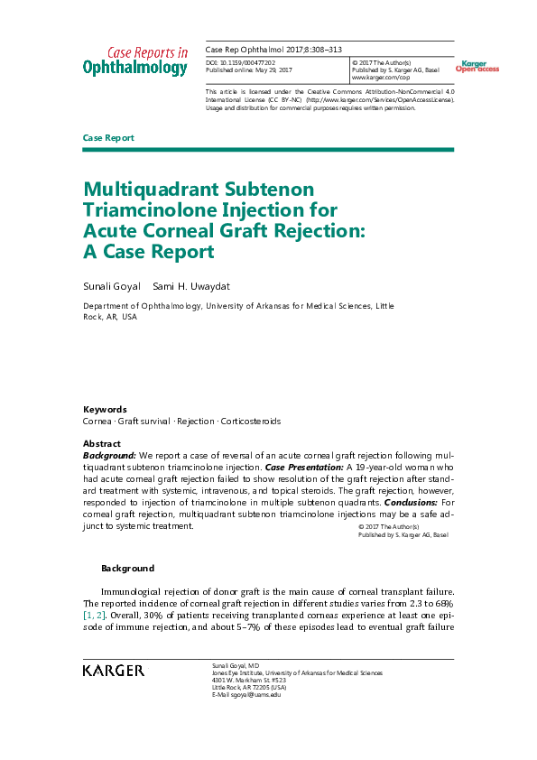 (PDF) Multiquadrant Subtenon Triamcinolone Injection for Acute Corneal ...