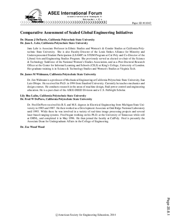 (PDF) Comparative Assessment of Scaled Global Engineering Initiatives
